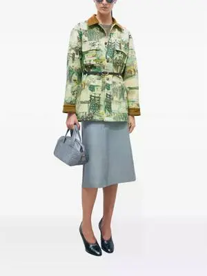 Tory Burch Printed Denim Barn Jacket - Neutrals