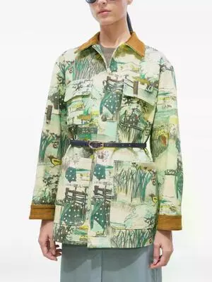 Tory Burch Printed Denim Barn Jacket - Neutrals