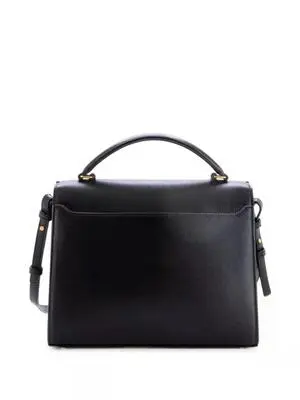 Saint Laurent Cassandra Top Handle Bag Leather Medium Satchel - Black
