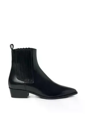 SCAROSSO Olivia Pleated Leather Chelsea Boots - Black