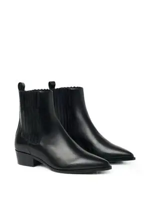 SCAROSSO Olivia Pleated Leather Chelsea Boots