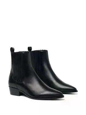 SCAROSSO Olivia Pleated Leather Chelsea Boots