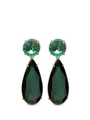 Carolina Herrera Crystal Clip-on Drop Earrings - Green