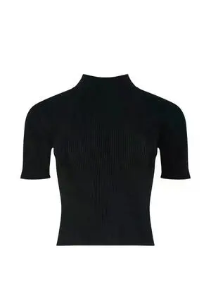CFCL Ribbed-knit Short-sleeve Top - Black