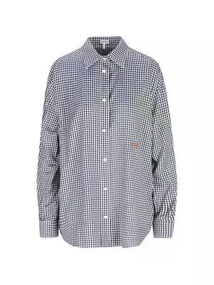 Loewe Check-print Embroidered Shirt - Blue