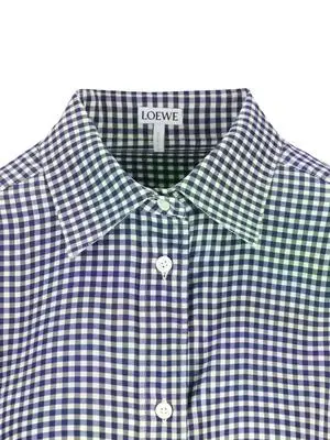 Loewe Check-print Embroidered Shirt - Blue