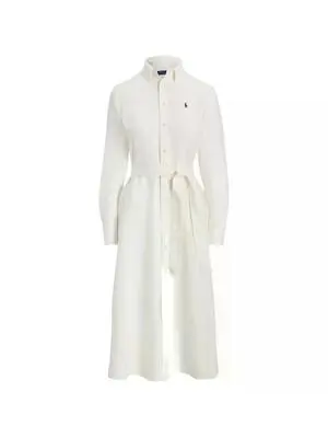 Polo Ralph Lauren Belted Linen Midi Shirt Dress - White