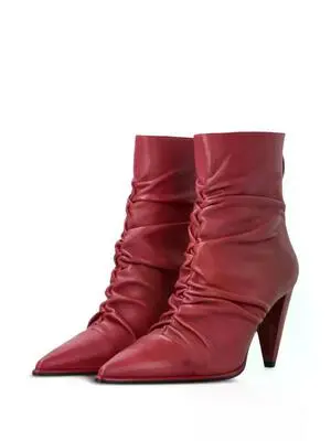 Pinko Nappa Leather Ankle Boots With Gathered Leg Shaft