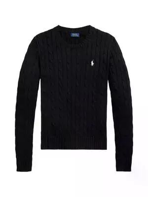 Polo Ralph Lauren Cable-knit Embroidered-logo Sweater - Black