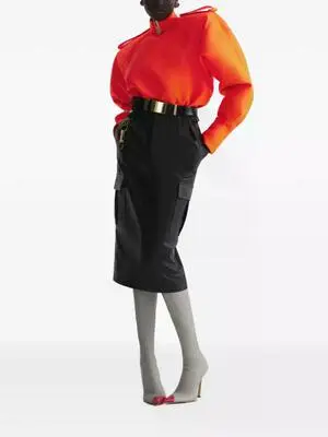 MUGLER Black Leather Cargo Skirt