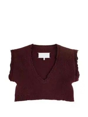 MAISON MARGIELA Distressed Cropped Vest - Red