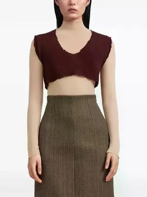 MAISON MARGIELA Distressed Cropped Vest - Red