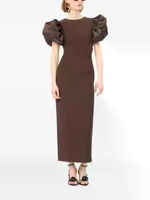 ROTATE BY BIRGER CHRISTENSEN Draped Midi Puff Dress
