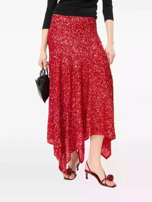 ROTATE BY BIRGER CHRISTENSEN Sequin-embellished Handkerchief-hem Skirt