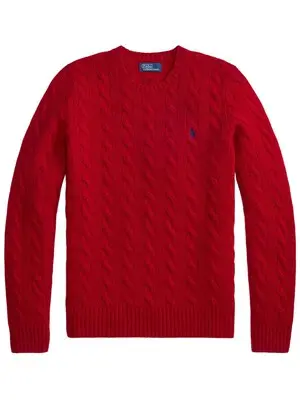 Polo Ralph Lauren Crew-neck Cable-knit Wool And Cash - Red