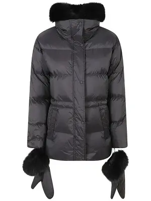 YVES SALOMON Down Jacket In Technical Fabric With F - Black