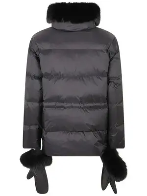 YVES SALOMON Technical Fabric Down Jacket With Fur Trims And Removable