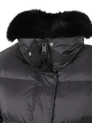 YVES SALOMON Technical Fabric Down Jacket With Fur Trims And Removable