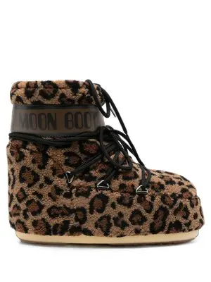 Moon Boot Icon Low In Leopard-print Teddy Brown