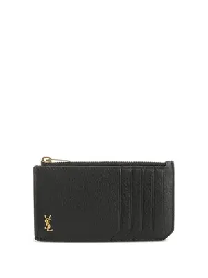 Saint Laurent Card Holder "fragments Tiny Cassandre" Wit - Black