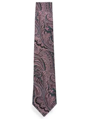 Dries Van Noten Printed Silk Tie In Petrol - Green
