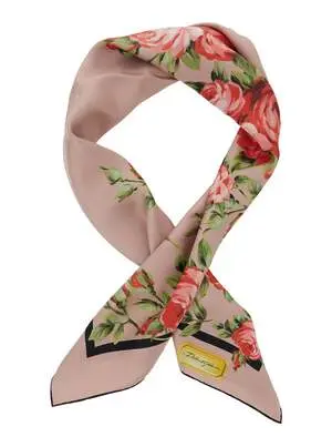 Dolce & Gabbana Square Silk Scarf With Logo On The Front And Floral All-over Motif For - Multicolor
