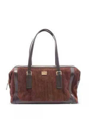 FERRAGAMO 2000s Corduroy Leather-trim Shoulder Bag