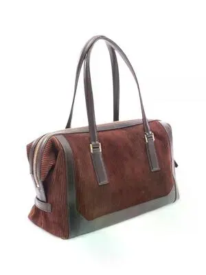 FERRAGAMO 2000s Corduroy Leather-trim Shoulder Bag