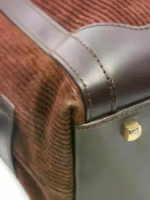 FERRAGAMO 2000s Corduroy Leather-trim Shoulder Bag
