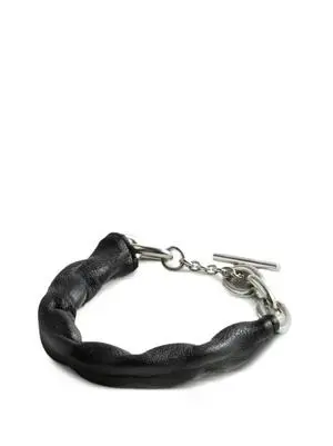 MAISON MARGIELA Leather-wrapped Chain-link Bracelet - Silver