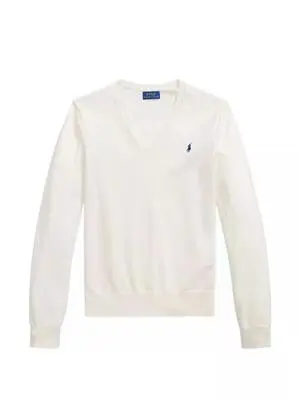 Polo Ralph Lauren V-neck Logo-embroidered Sweater - Neutrals