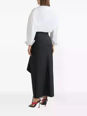 Givenchy Wrapped Midi Skirt In Bonded Wool And Mohair