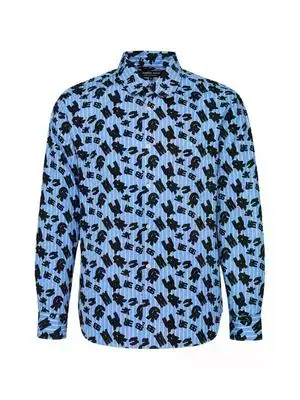 Comme Des Garçons Graphic-print Striped Shirt - Blue