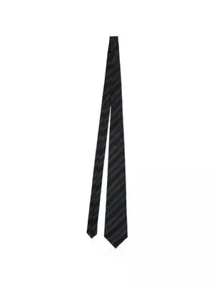 Comme Des Garçons Diagonal-stripe Silk Tie - Black