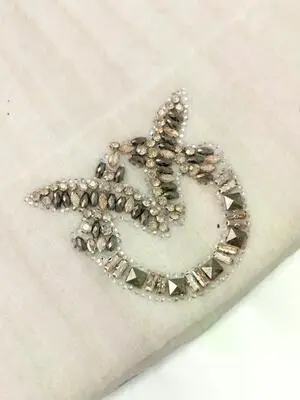 Pinko Love Birds Crystal-embellished Beanie Hat - Neutrals