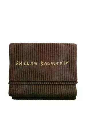 Ruslan Baginskiy Ribbed-knit Logo-embroidered Scarf - Brown
