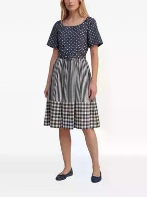 JACQUES FATH VINTAGE Belted Mixed-print Flared Midi Dress