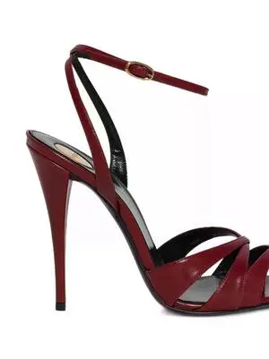 Saint Laurent Touze Strappy Leather Heeled Sandals - Red