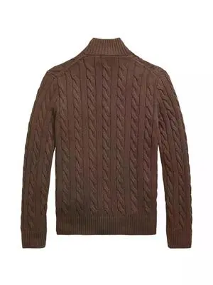 Polo Ralph Lauren Cable-knit Quarter-zip Sweater - Brown