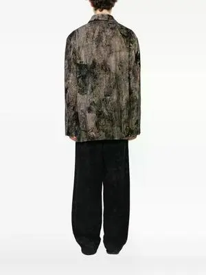 ZIGGY CHEN Crinkled-finish Double-breasted Jacket - Brown