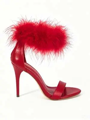 Frederick's Of Hollywood Raquel Feather Stiletto Heel - Red