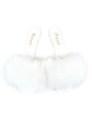 Frederick's Of Hollywood Purr Square Toe Fur Heel - White