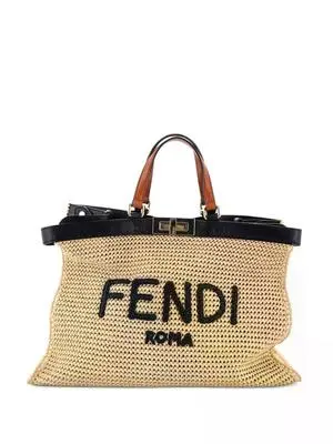 Fendi Peekaboo X- Raffia Medium Tote Bag