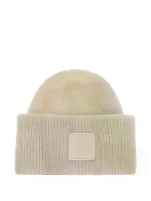 AMI Paris Logo-patch Beanie Hat - Neutrals