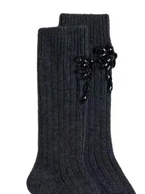 Simone Rocha Embellished Chunky-knit Socks Grey