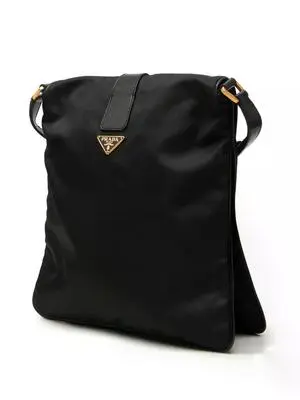 Prada 2000-2013 Vitello Trimmed Tessuto Messenger Bag Crossbody Bag