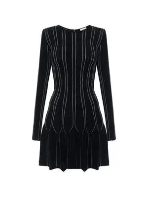 Elisabetta Franchi Origami Mini Dress In Knit Fabric - Black