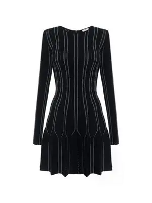 Elisabetta Franchi Origami Mini Dress In Knit Fabric - Black