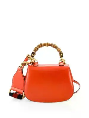 Gucci Bamboo 1947 Top Handle Bag Leather Mini Shoulder Bag - Orange