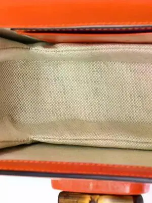 Gucci Bamboo 1947 Top Handle Bag Leather Mini Shoulder Bag - Orange
